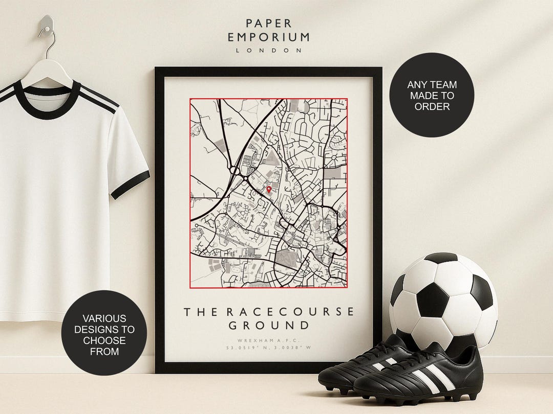 Wrexham Football Stadium Location, Map Print, Map Prints, Any Team ...