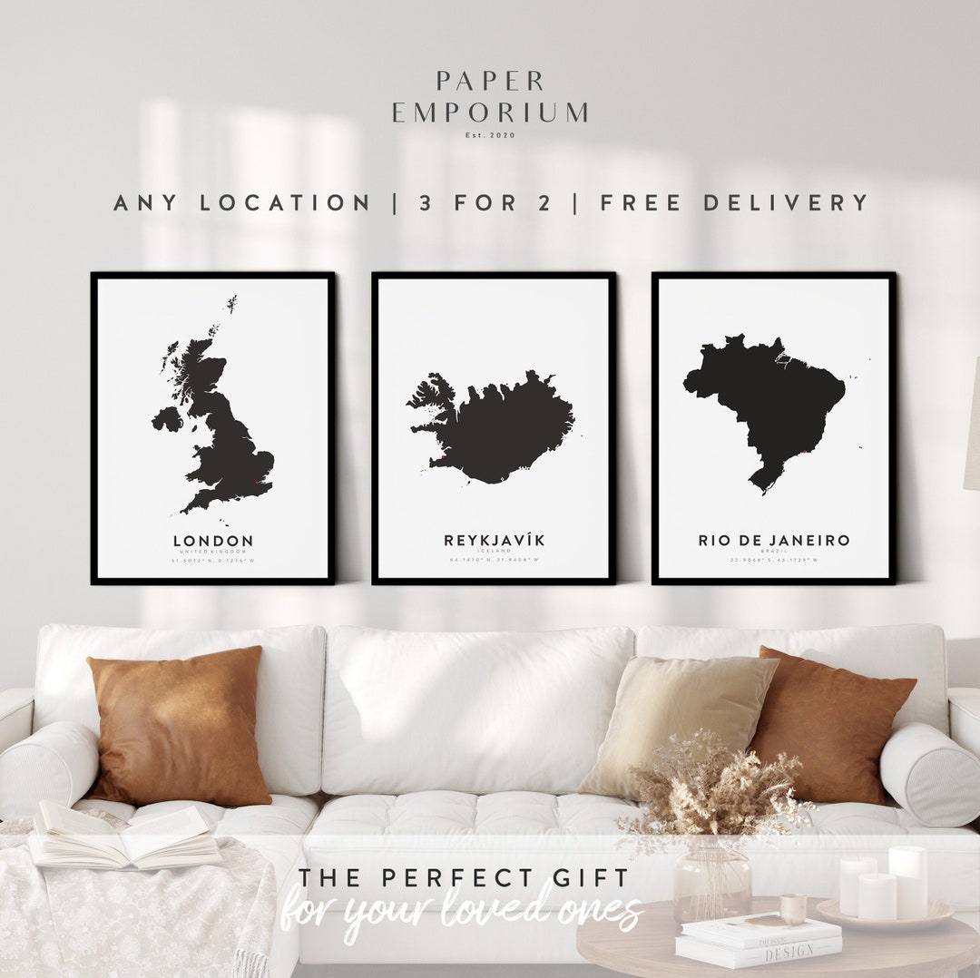 Country Map Prints Any Location With 3 for 2 Offer, City Location Print ...