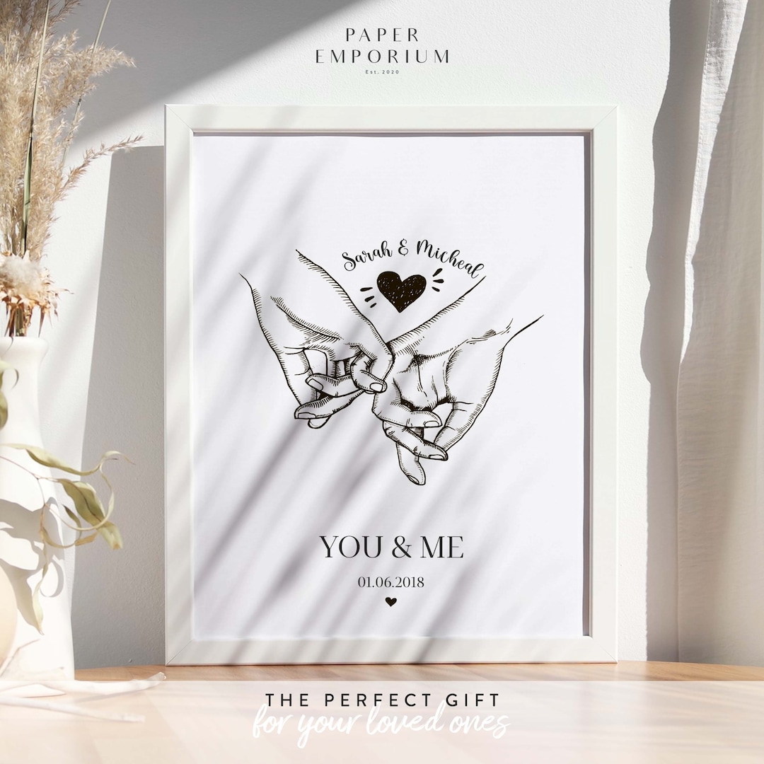 Couples Love Hand Print - the Night We Met, Line Art Drawing, Gift for ...