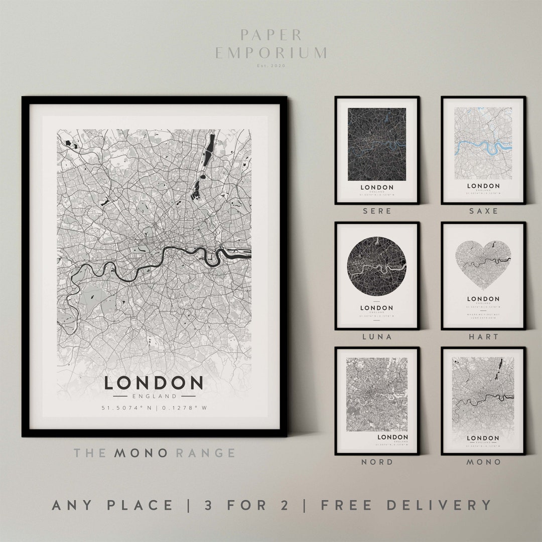 Map Print Customised to Any Location, City Print, City Map, Map Print ...
