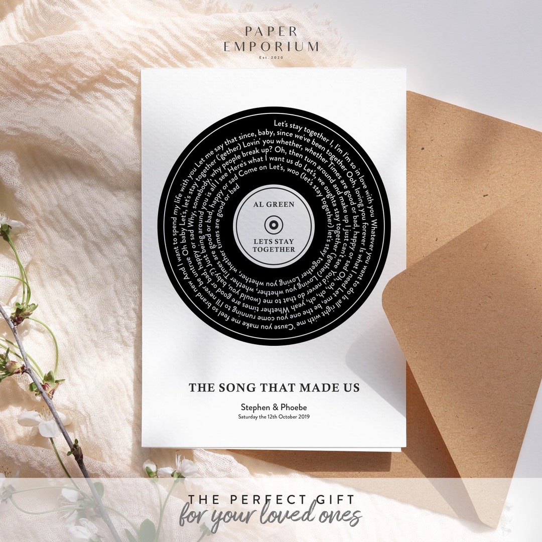 Song Lyric Card Perfect for Wedding or Anniversary, Birthday Card, Wife ...