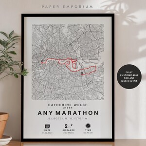 Personalised Marathon Map Print: London, New York, Paris - Finisher ...