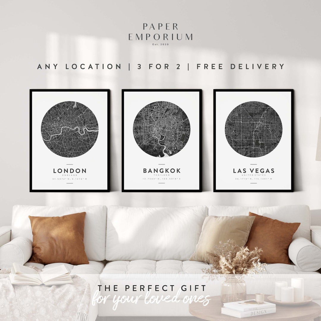 Custom Map Prints for Any Location - 3 for 2 Offer, - City Print, City ...