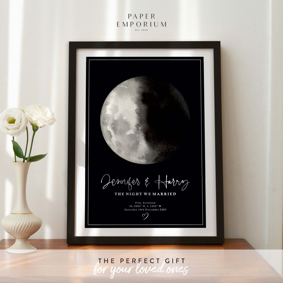 Fully Custom Moon Phase Print: Any Wording, Accurate Moon Phase From ...