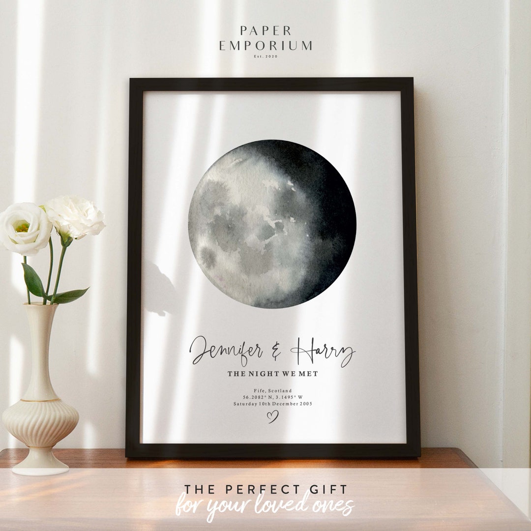 Moon Phase Print Fully Personalised, the Night We Met, Moons ...