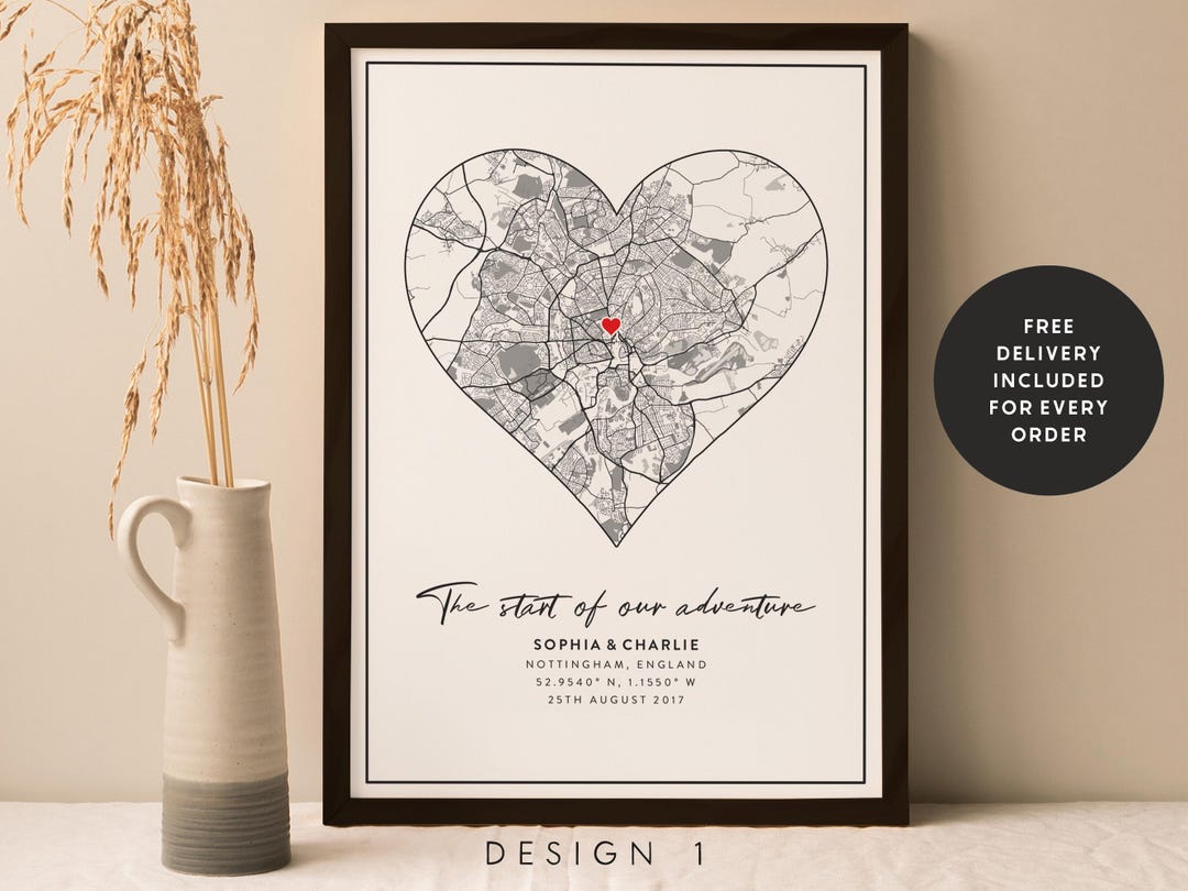 Custom Where We Met Map – Personalised City Location Print, Romantic ...