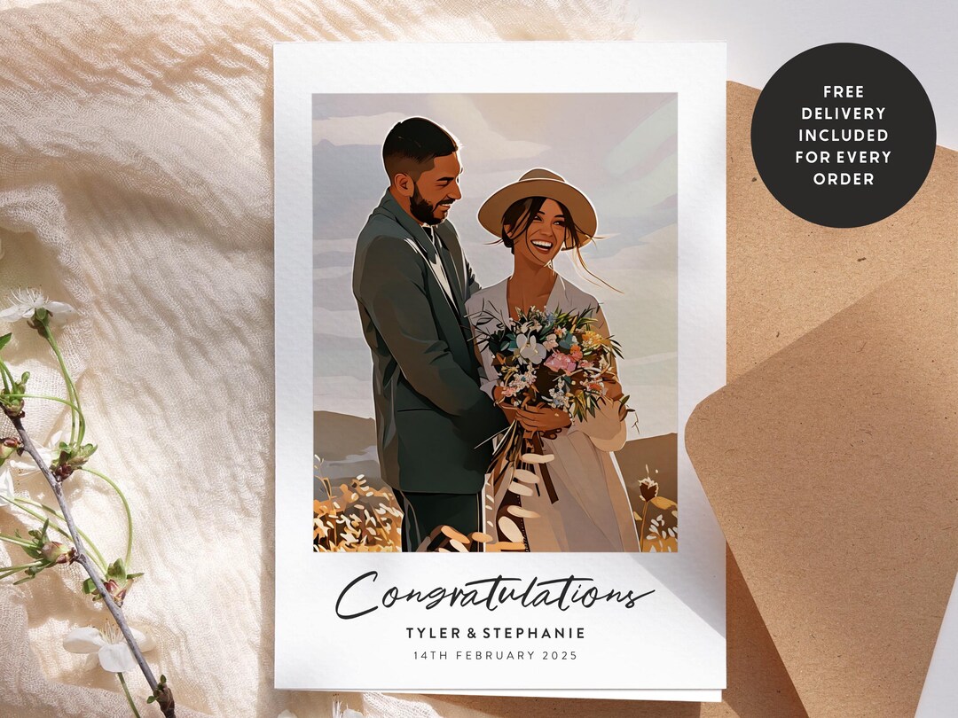 Your Photo Vectorised Engagement Card - Our First Date , Paper ...