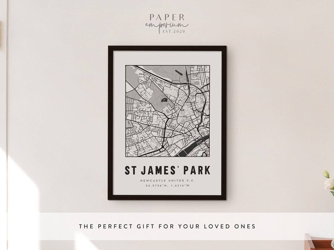 Newcastle Stadium Location Print, Map Prints Any Team, Map, City Print ...