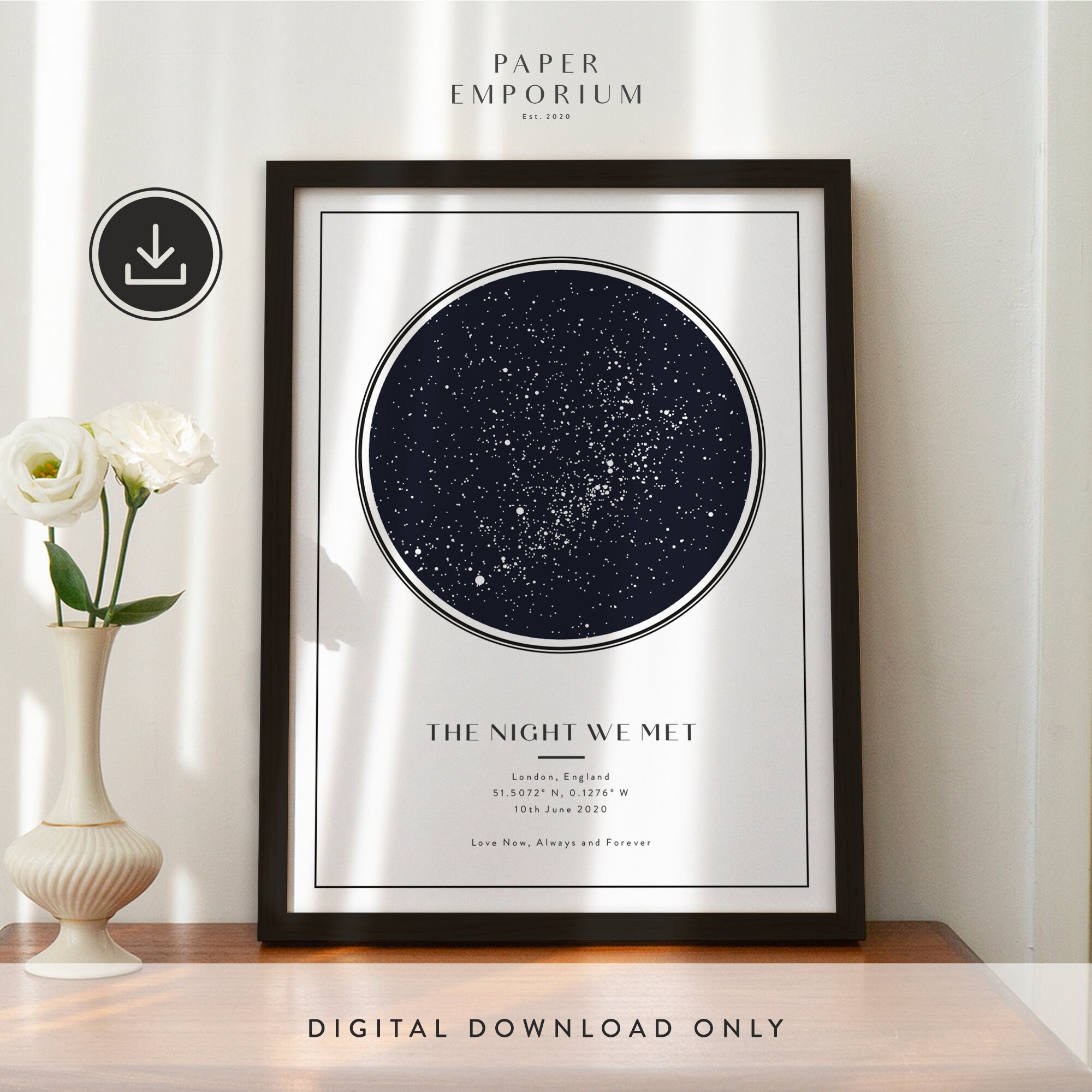 Mapa de estrellas personalizado digital regalo de aniversario - Etsy México