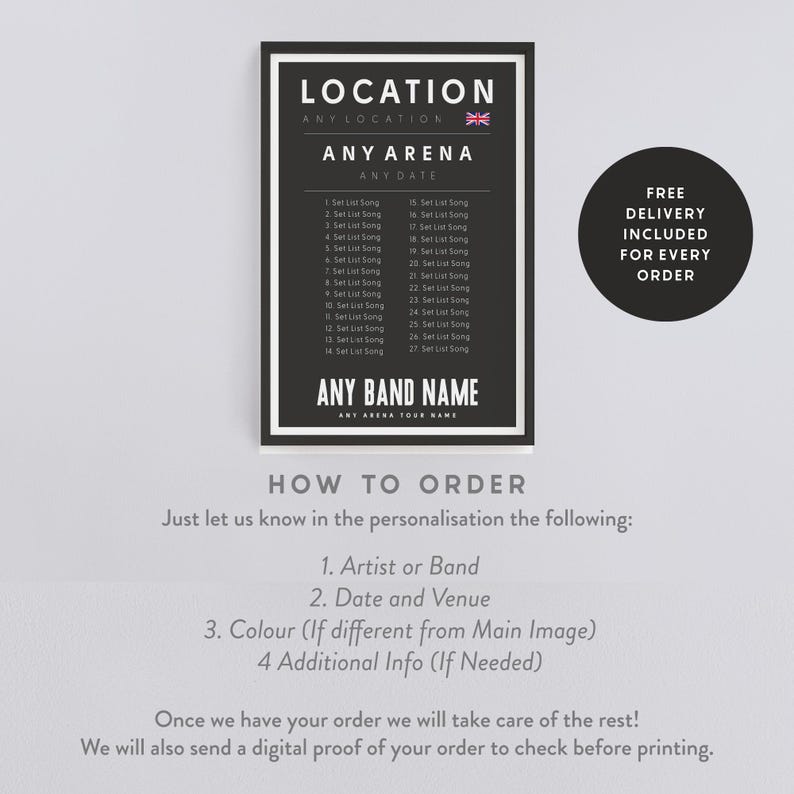 Custom Concert Set List Print: Personalised Music Event Gift - Etsy