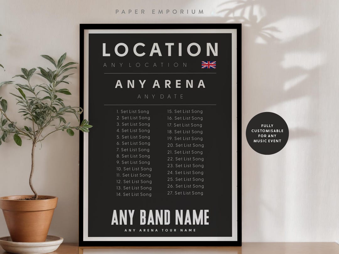 Custom Concert Set List Print Personalised Music Event Gift Etsy