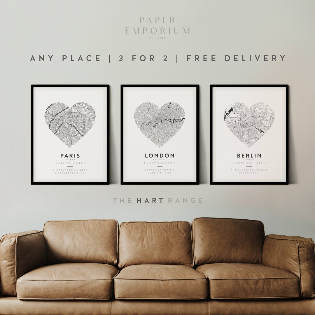 Custom Map Prints - Any Location - 3 for 2 Offer, - City Print, City ...