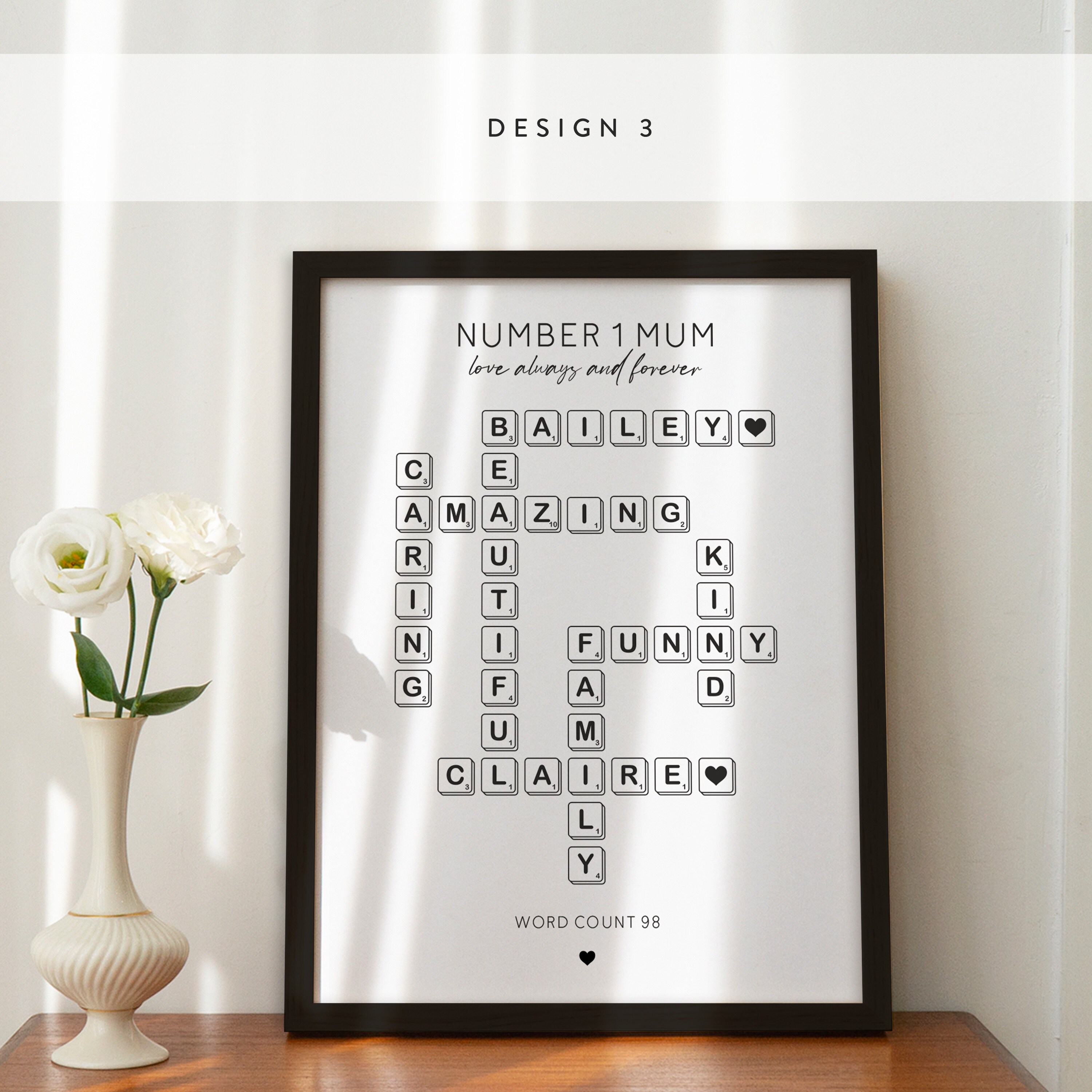 Word Tiles Family Wall Print - Fully Custom Print for Family, Mummy ...