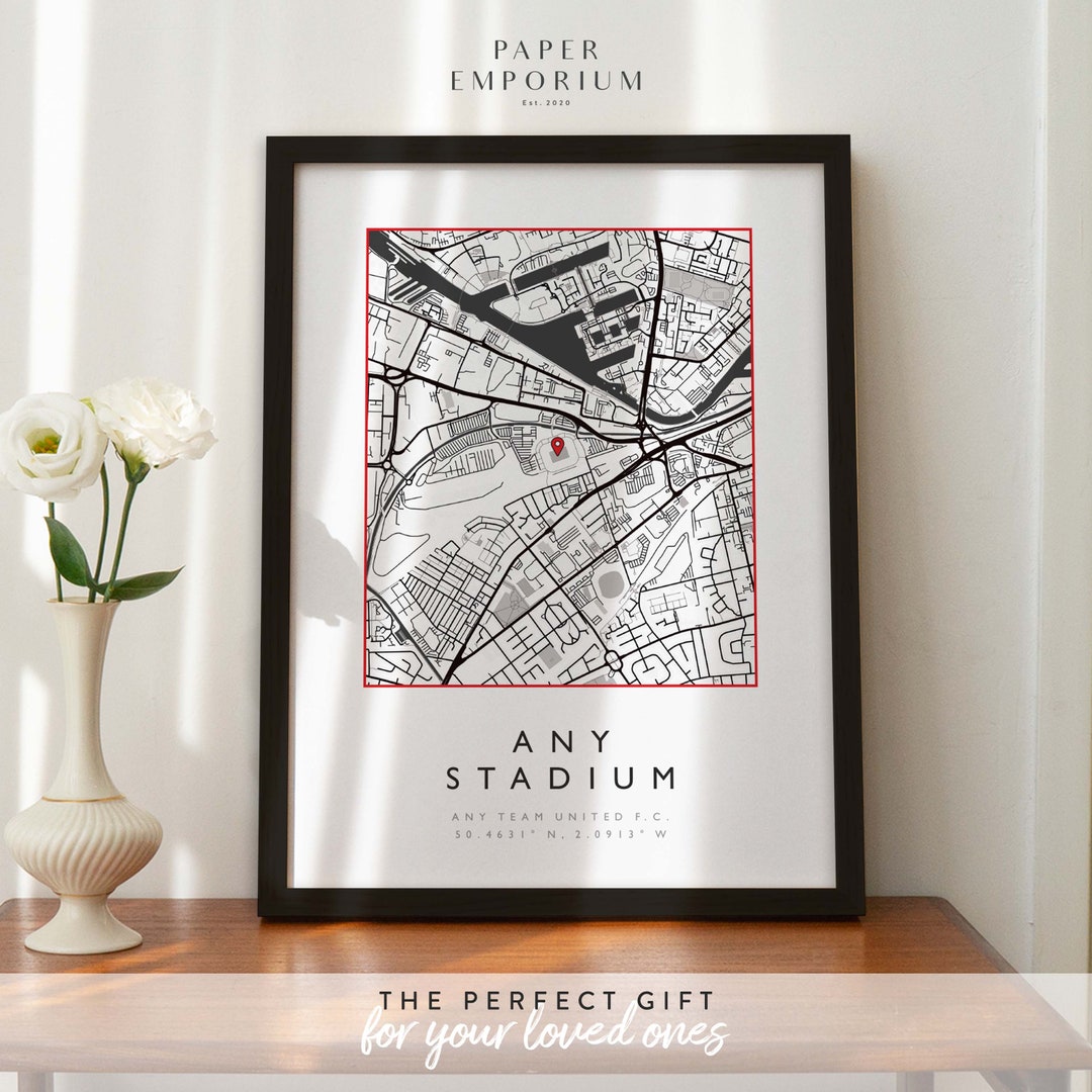 Football Stadium Print, Map Prints Any Team, United, City Print, Club ...