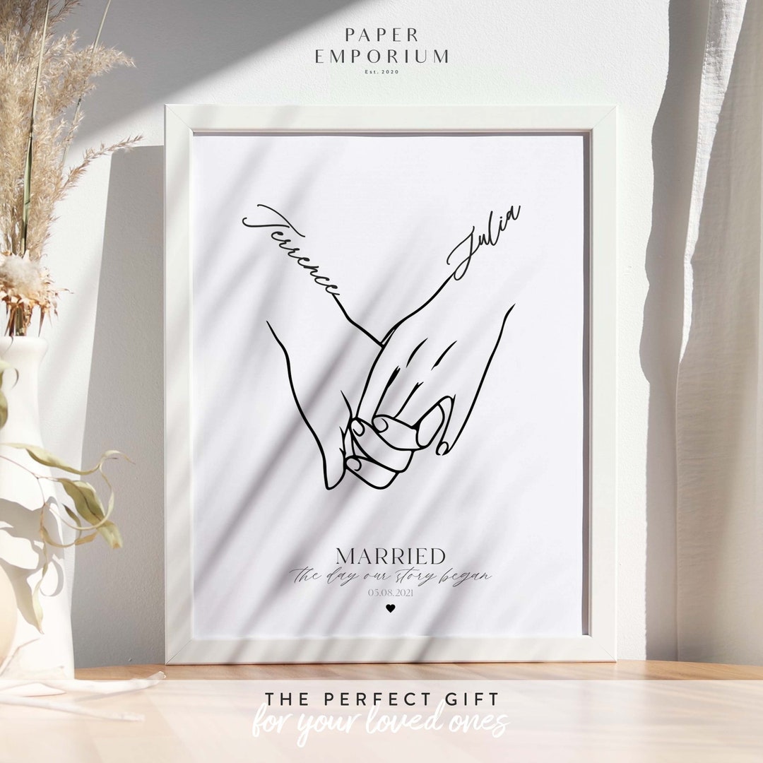 Valentines Couple Love Hand Print - Night We Met, Line Art Drawing ...