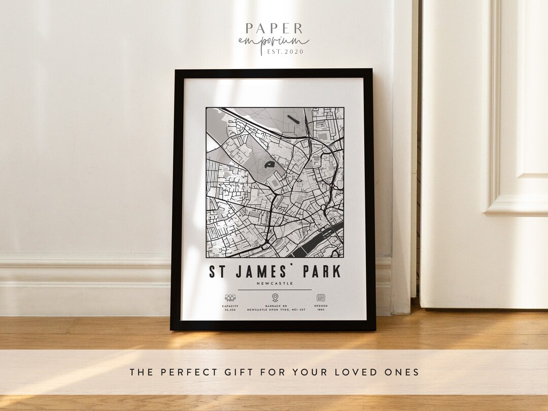 Newcastle Stadium Location Print, Map Prints Any Team, Map, City Print ...