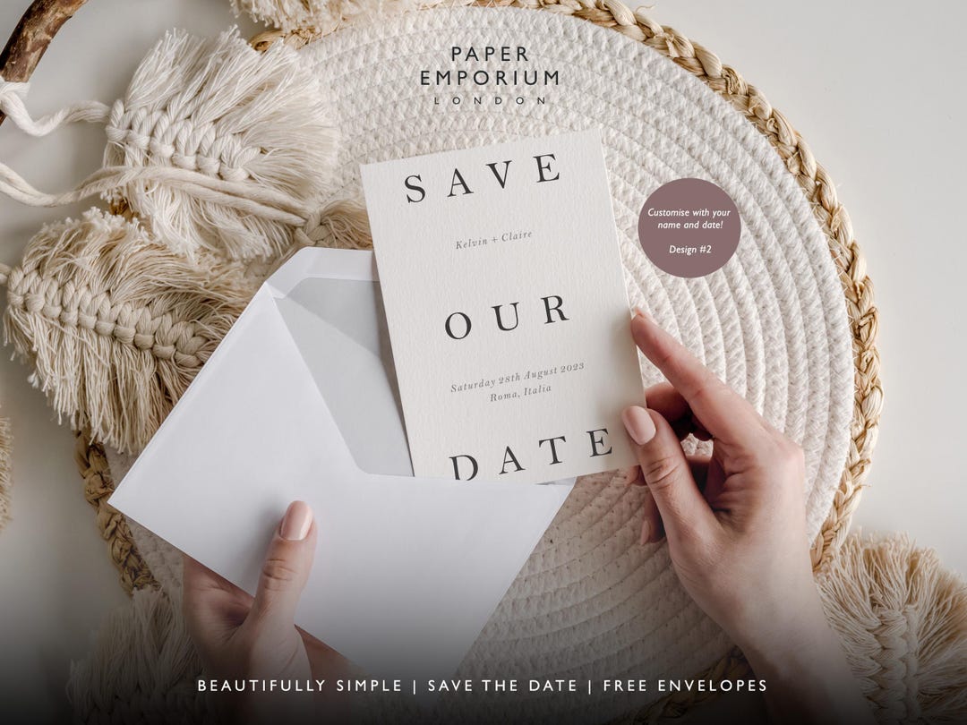 Modern Save the Date Cards Wth Free Envelopes, Pack of Cards, Simple and Elegant, Stylish Save ...