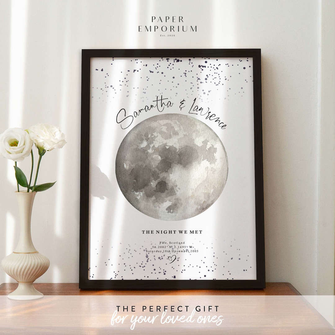 Personalised Moon Print Gift - Anniversary, Moon Phase, Wedding Gift ...