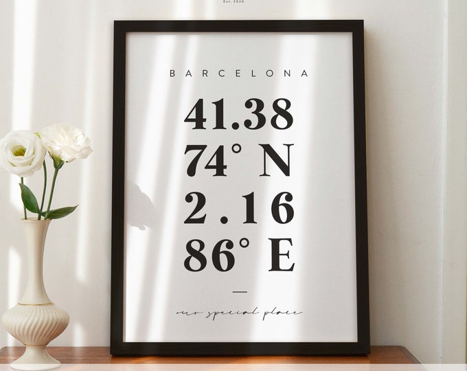 Framed Map Coordinates 5x5 Inch Frame Engagement Gift Map Heart Choose ...