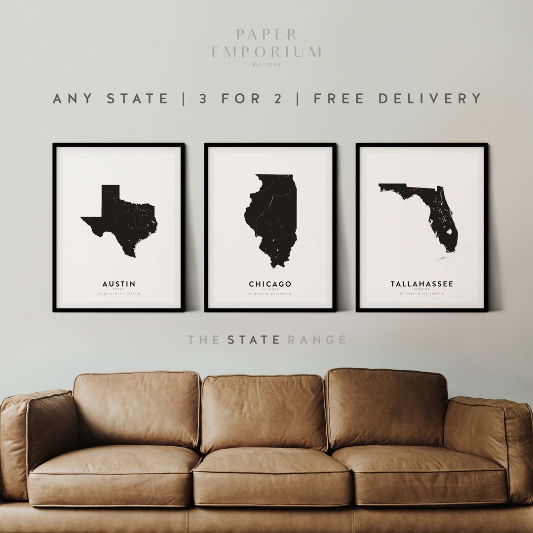 Custom State and City Prints Any Location 3 for 2 Offer - Etsy