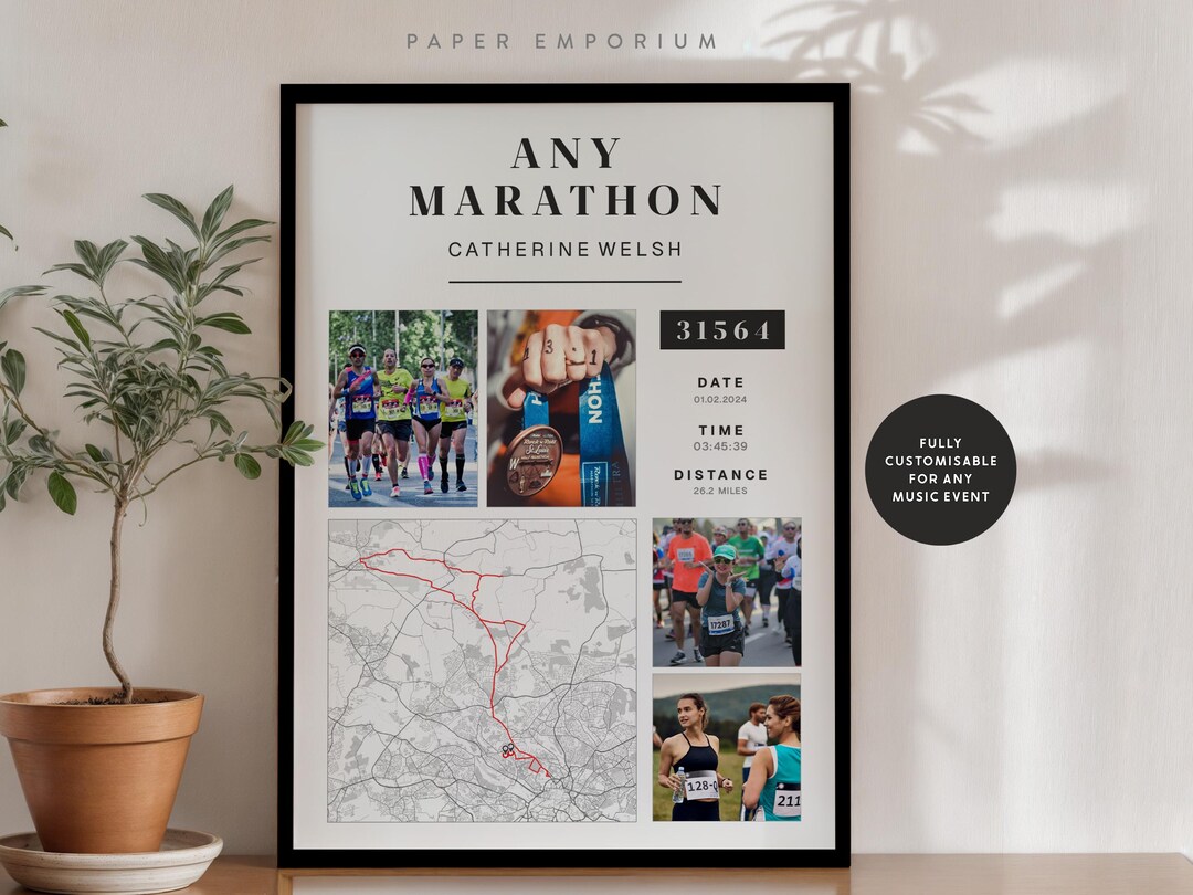 Personalised Marathon Completion Map: Leeds, London, or Any Race - Etsy