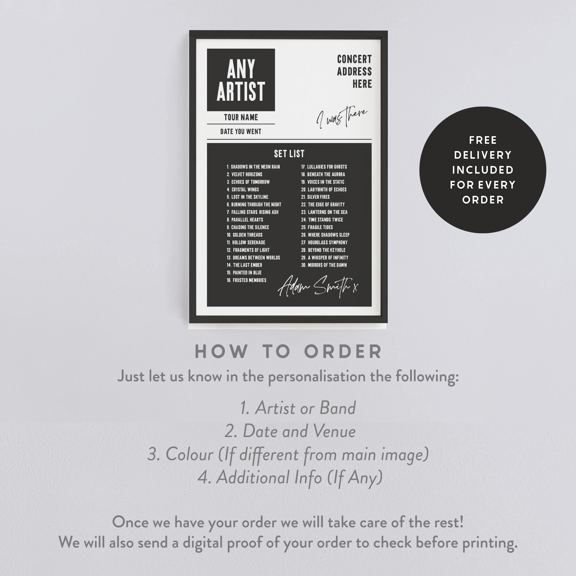 Custom Concert Set List Print: Personalised Music Gift - Etsy