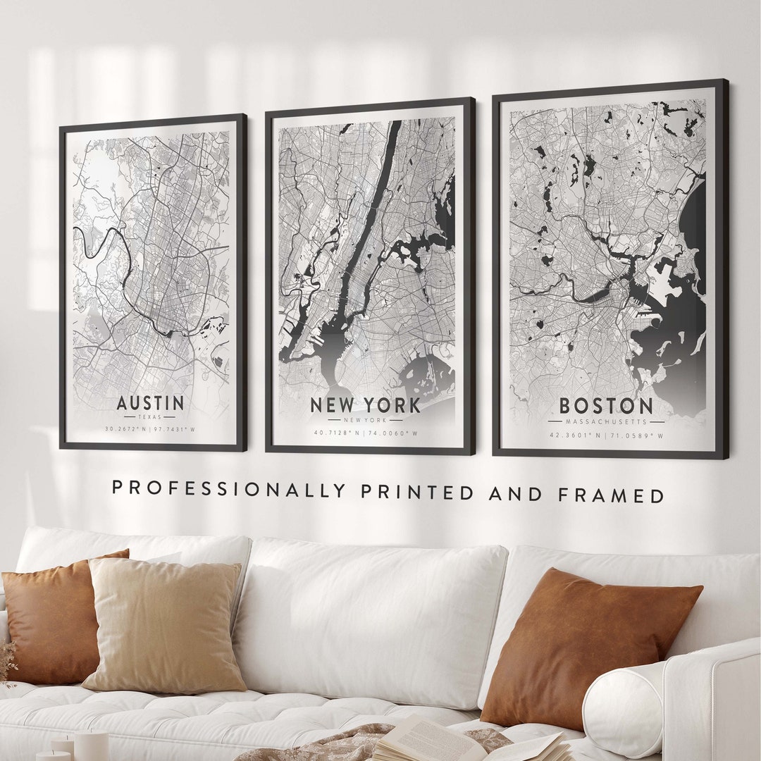 Framed Custom City Map Print: Any Location Digital and Print Only ...