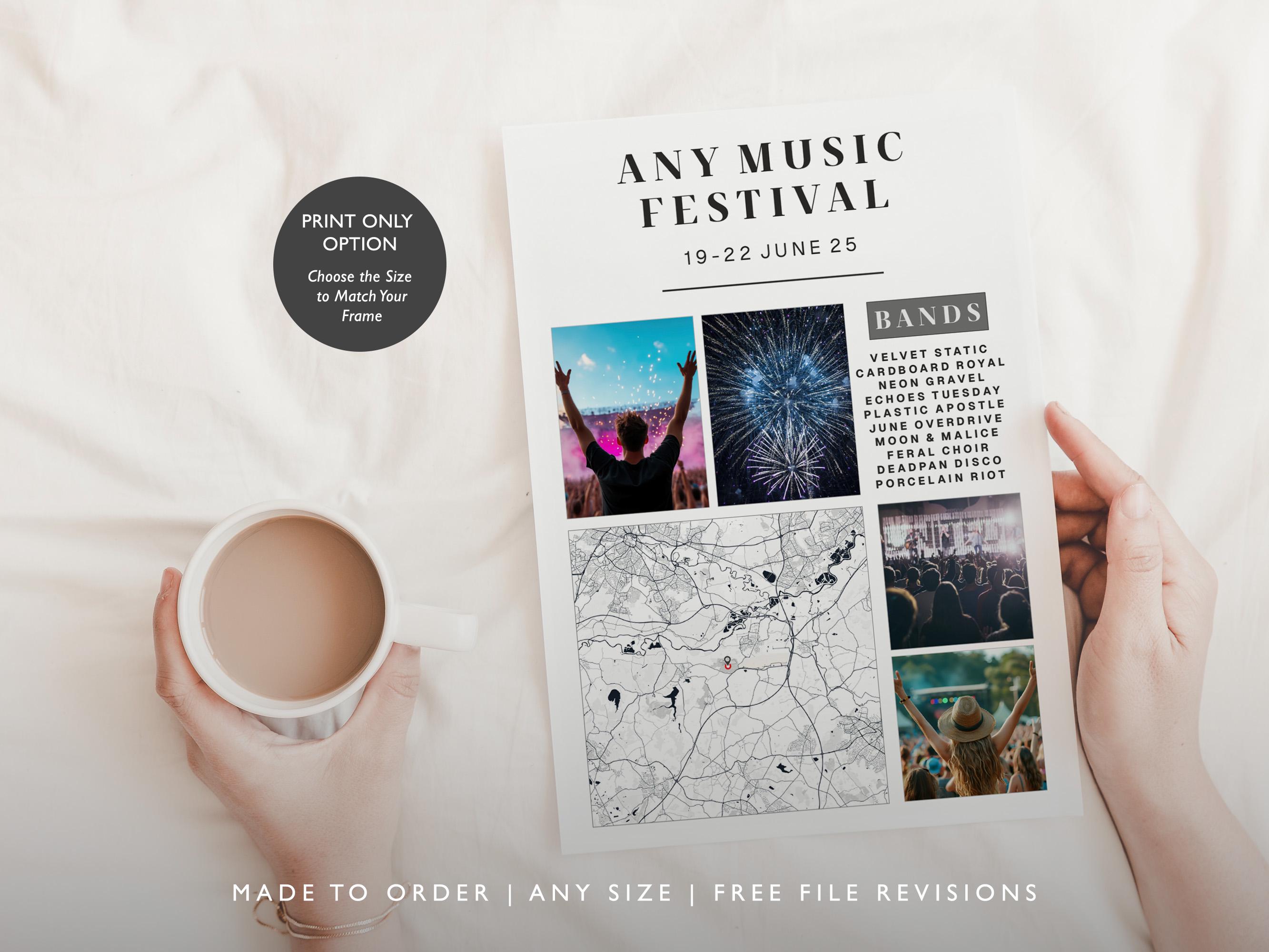 Custom Festival Memory Print: Personalised Music Event Keepsake ...