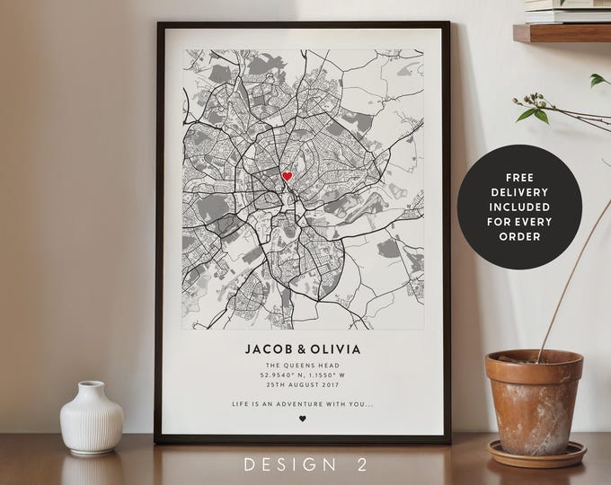 Personalised Map Print With Linked Locations | Custom Travel Adventures ...