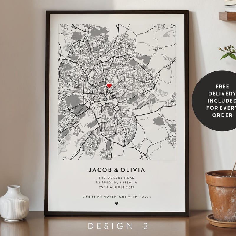 Custom Map Location Wall Art - Etsy UK