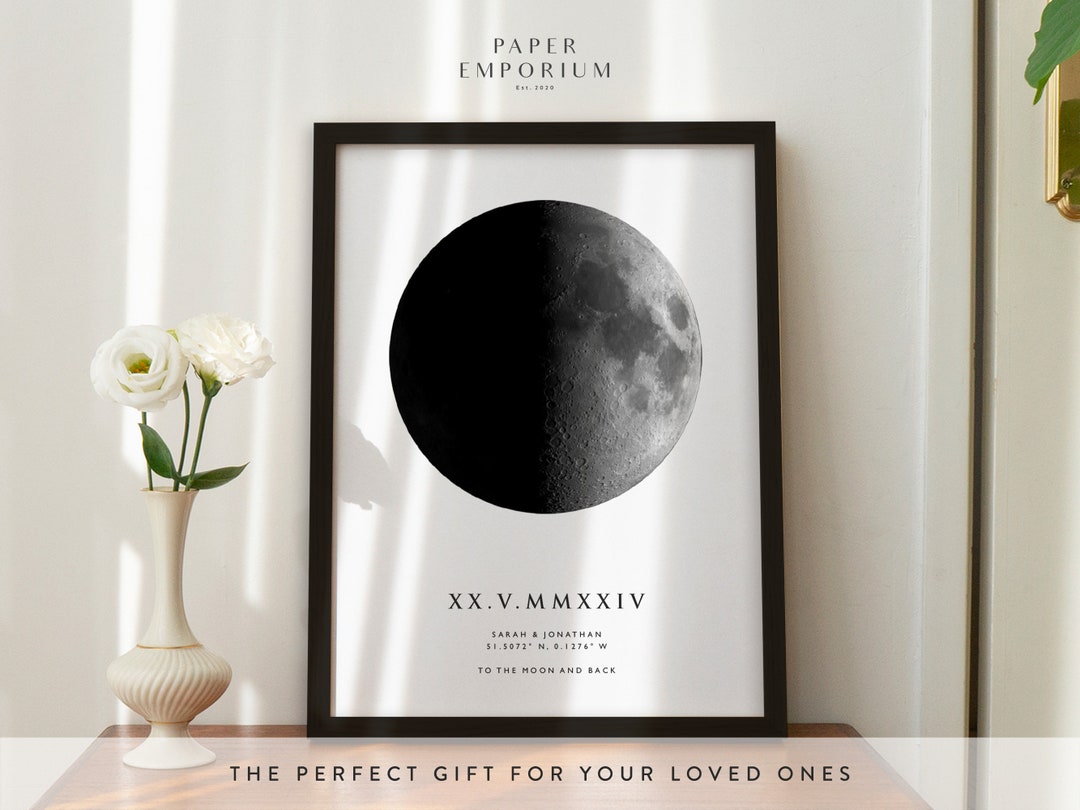 Personalised Moon Phase Prints, the Night We Married, Gift for Mum Dad ...