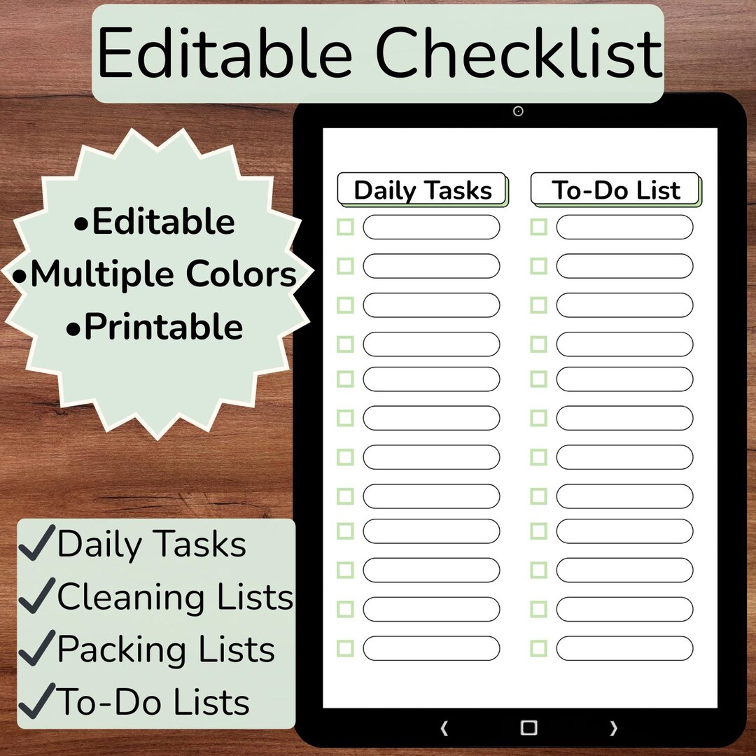 Editable Blank Check List *download & Print* - Etsy