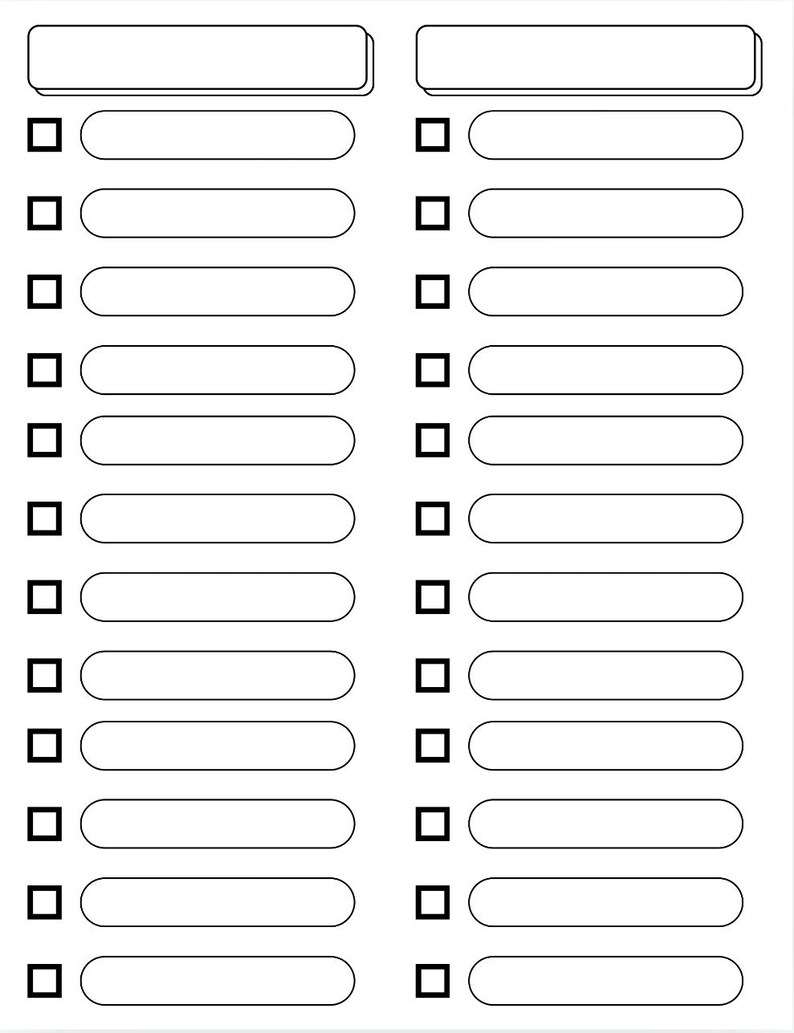 Editable Blank Check List *download & Print* - Etsy