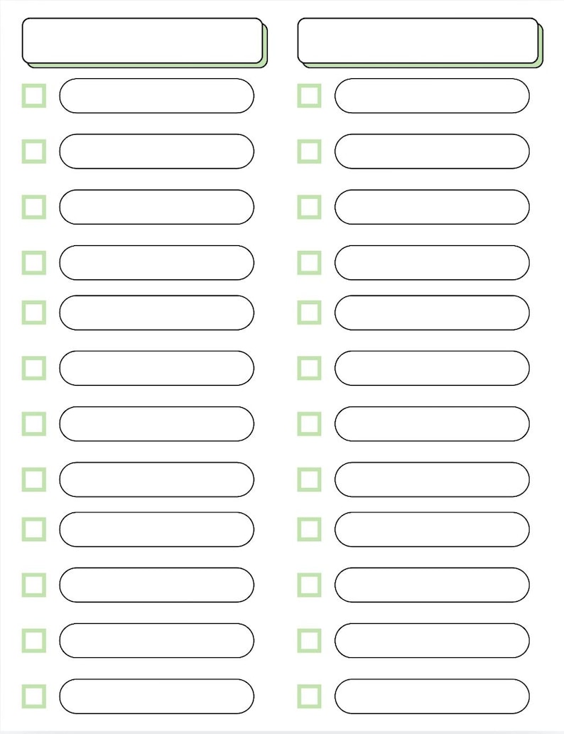 Editable Blank Check List *download & Print* - Etsy