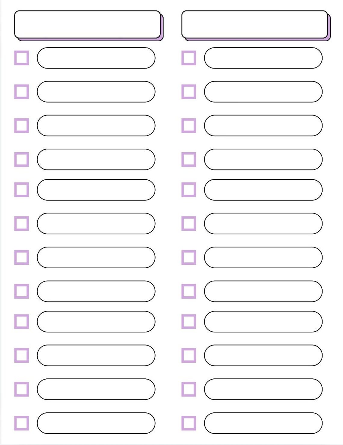 Editable Blank Check List *download & Print* - Etsy