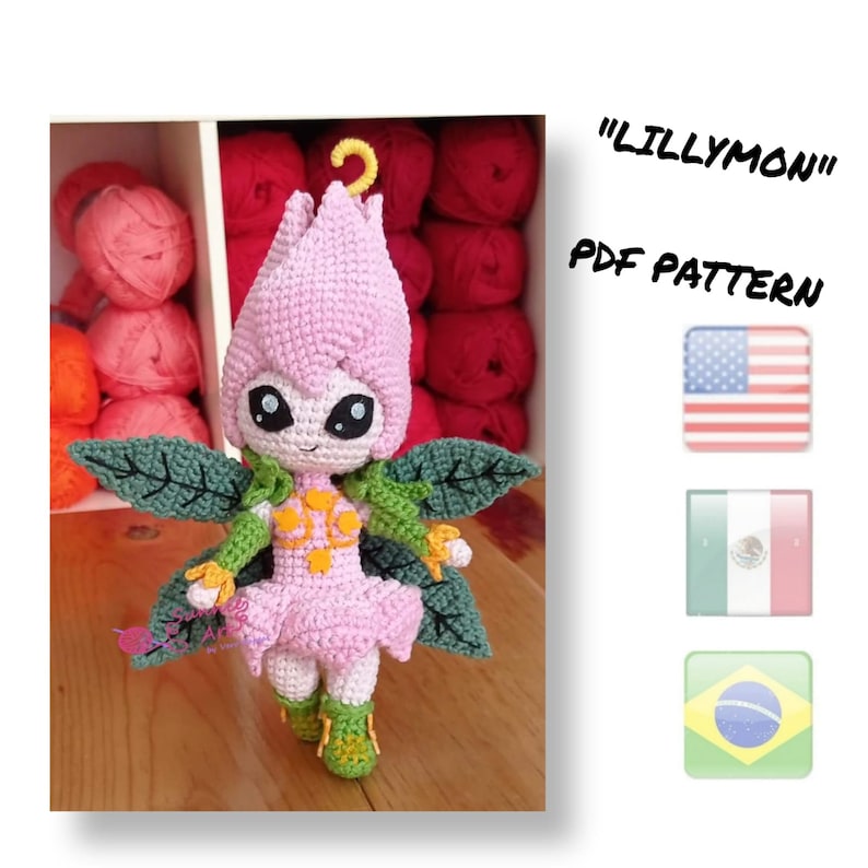 Amigurumi PDF Pattern Lillymon digimon Fanart - Etsy