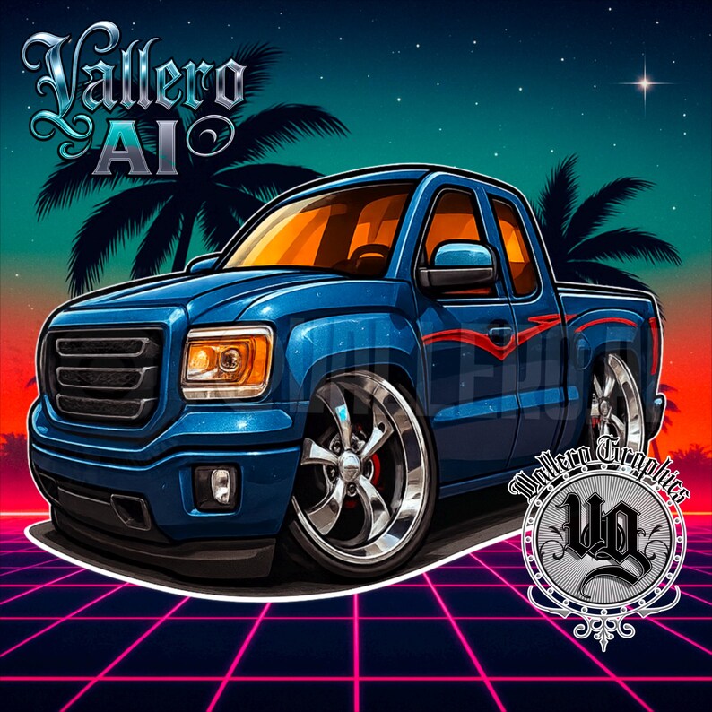 Lowrider Cartoon Truck Digital Download | Vallero Graphics Chicano Art ...