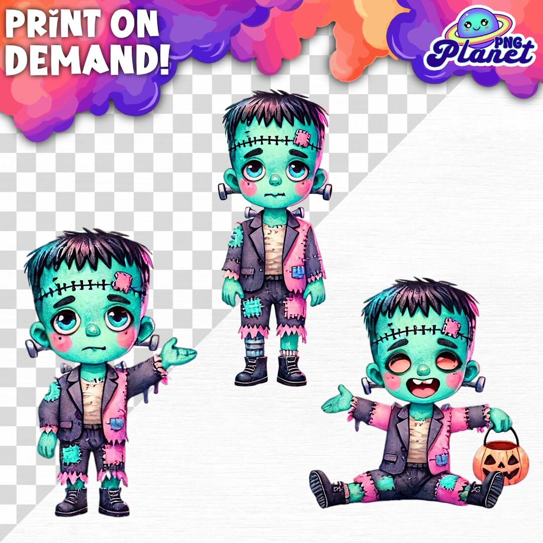 Frankenstein Bundle Sublimation PNG Halloween Clipart Cute Halloween ...