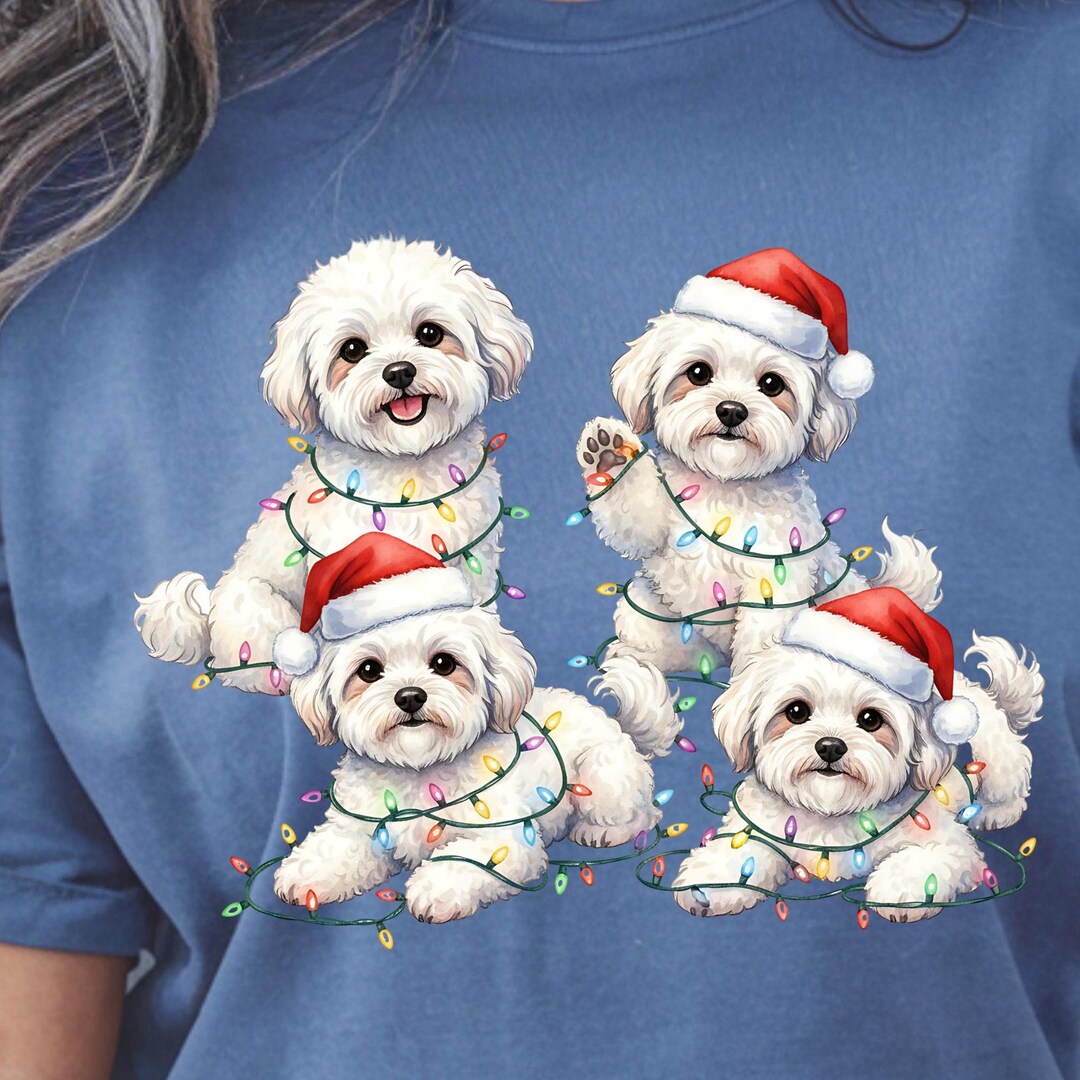 Christmas Bichon Frise PNG, Holiday Dog With Lights (digital Download ...