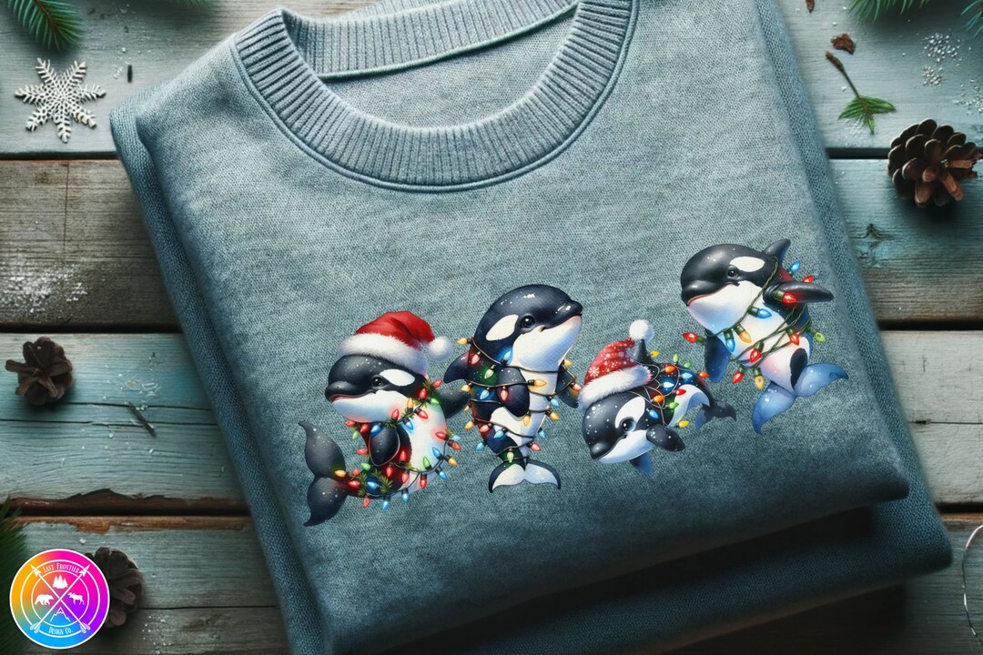 Orca Whale Wrapped in Christmas Lights Christmas Orca PNG - Etsy
