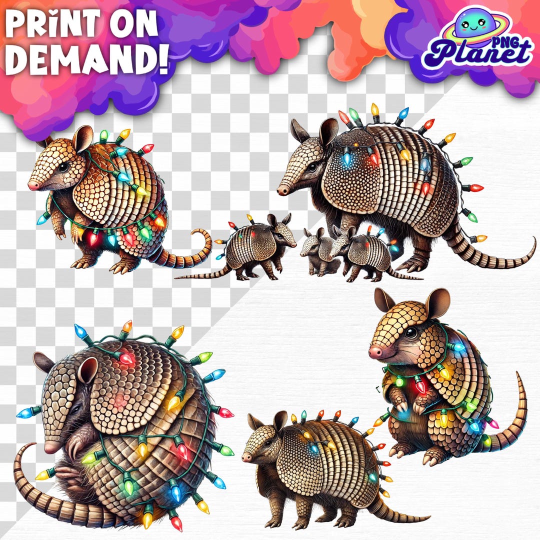 Armadillos Wrapped in Christmas Lights Armadillos PNG Christmas Armadillos Clipart Png Christmas ...