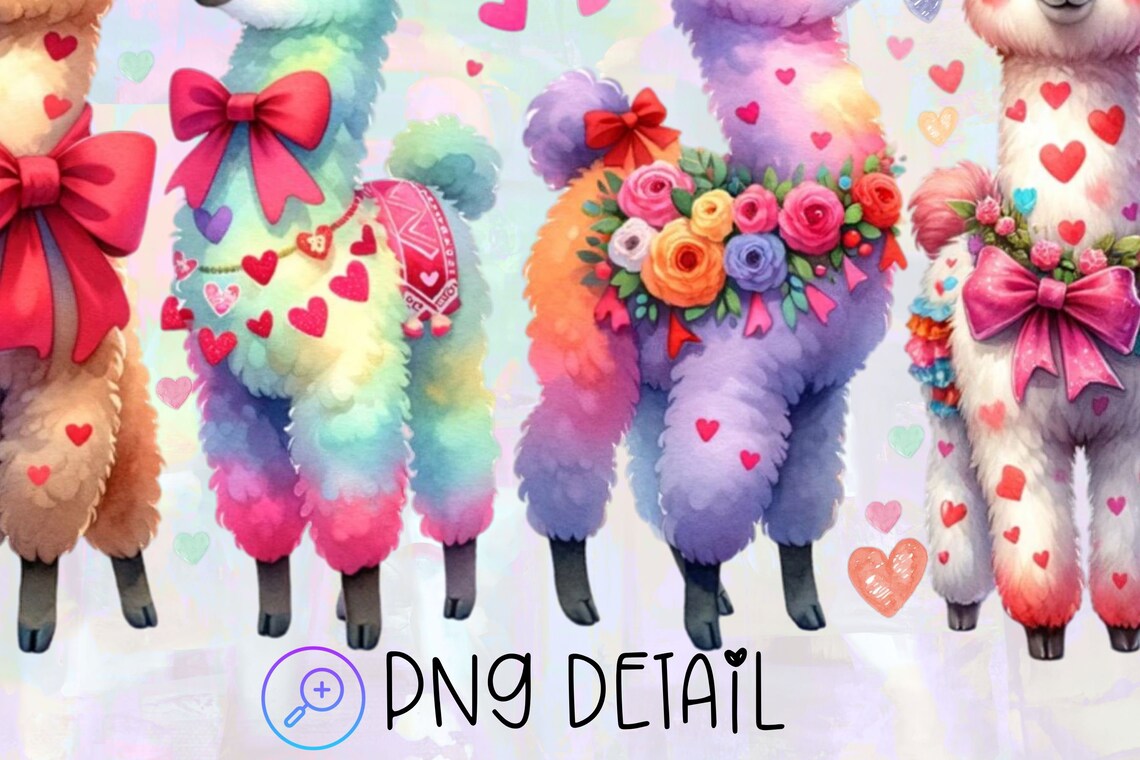 Valentine Llama Watercolor PNG Llama PNG Valentine Farm Animal Png ...