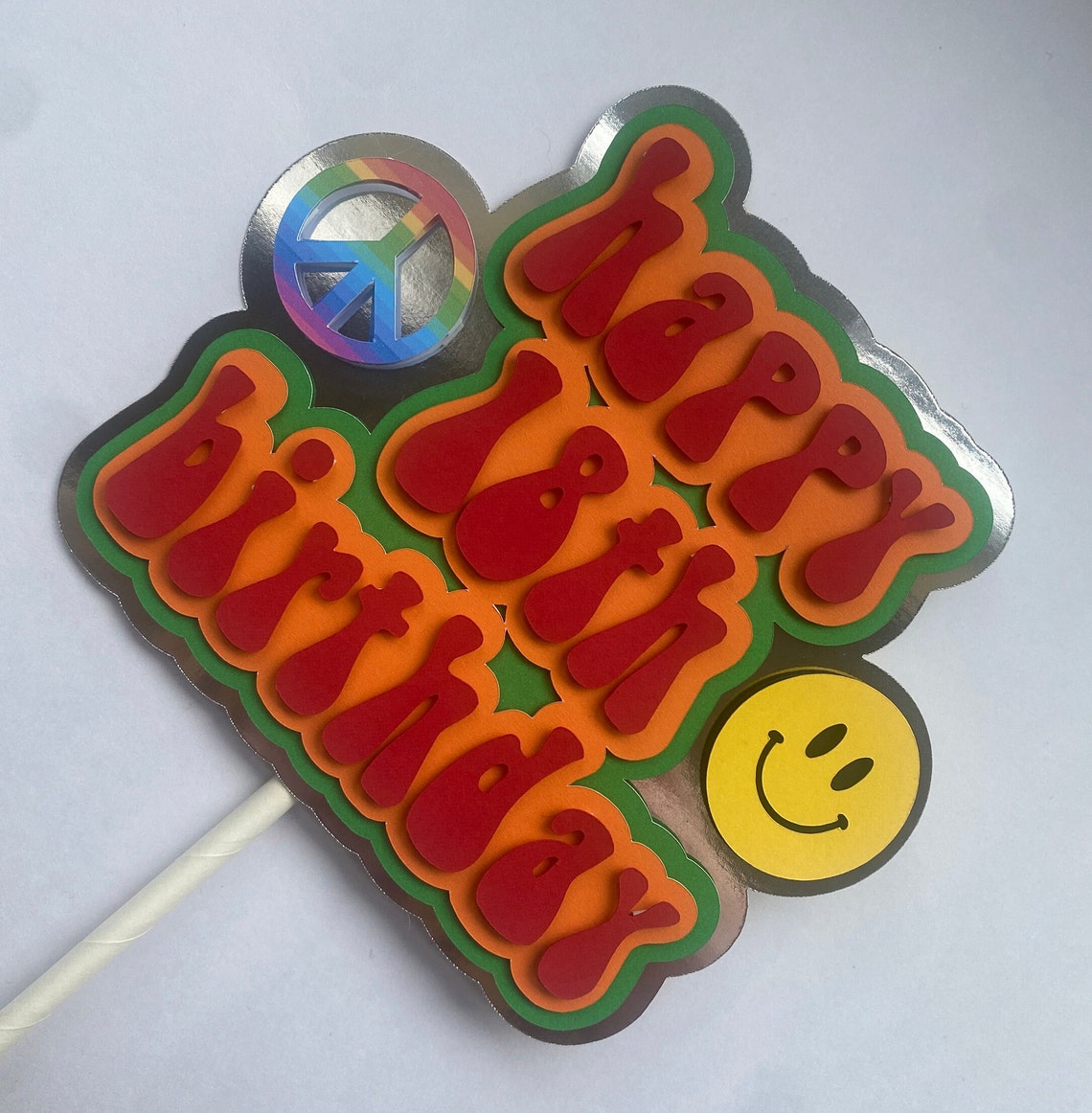 Hippy Cake Topper Cake Topper Birthday Party Groovy 60s - Etsy