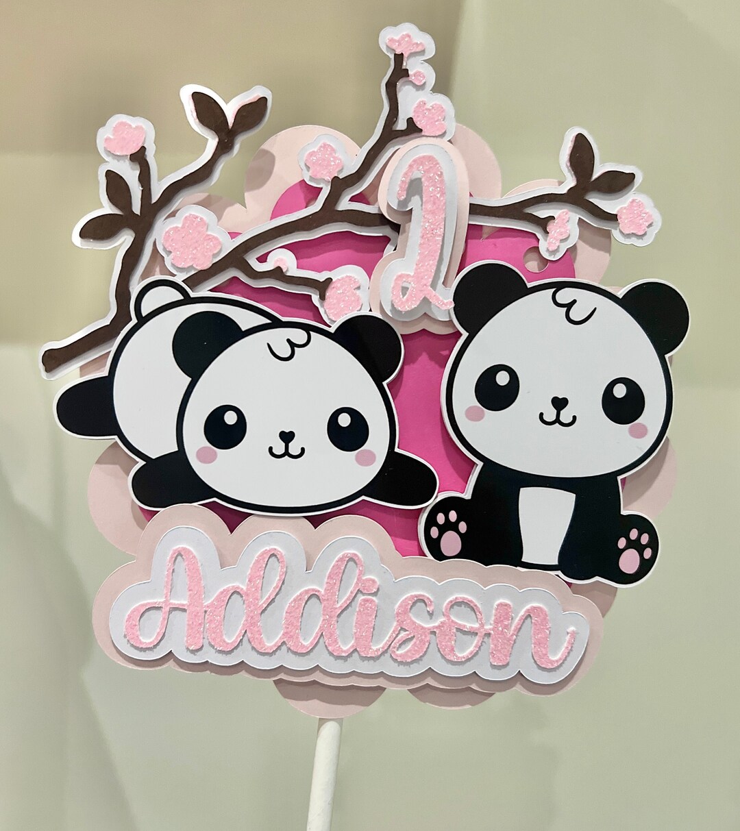 Cute Panda Cake Topper - Birthday Party Decor | Pink Glitter Panda Cake ...