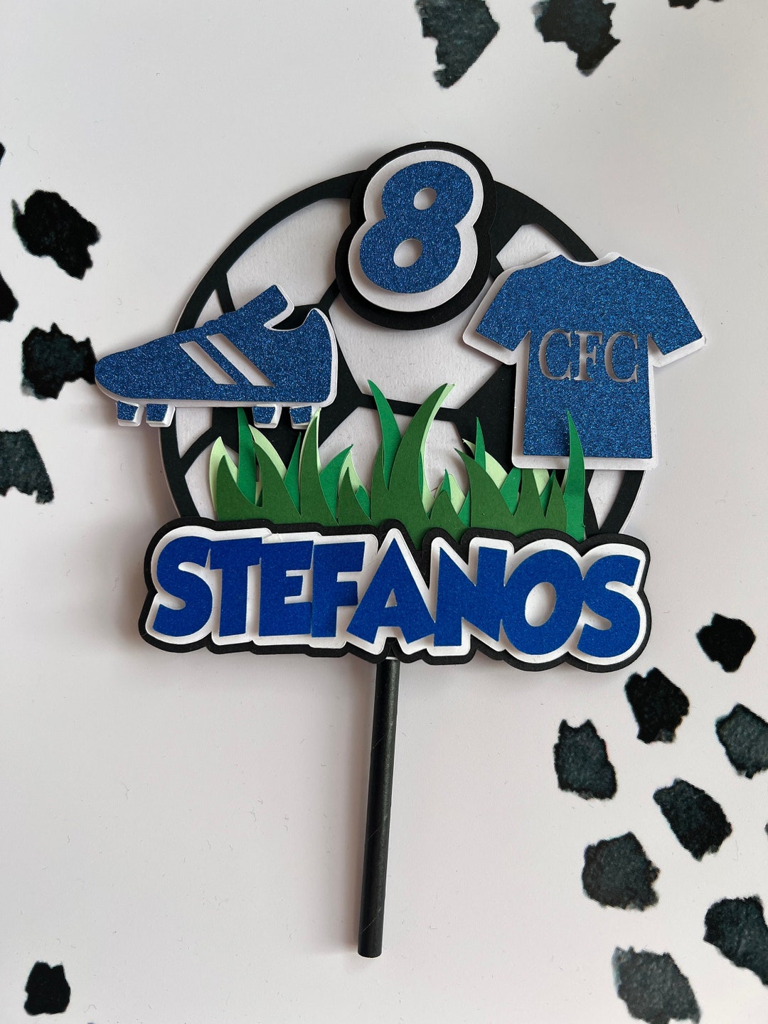 Football Theme Cake Topper - Customisable Any Team Colours, Football ...