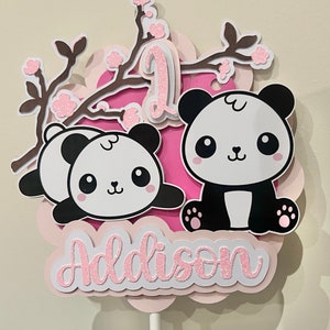 Cute Panda Cake Topper - Birthday Party Decor | Pink Glitter Panda Cake ...