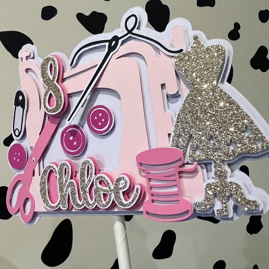 Sewing Theme Birthday Cake Topper - Personalised Birthday Party Decor ...