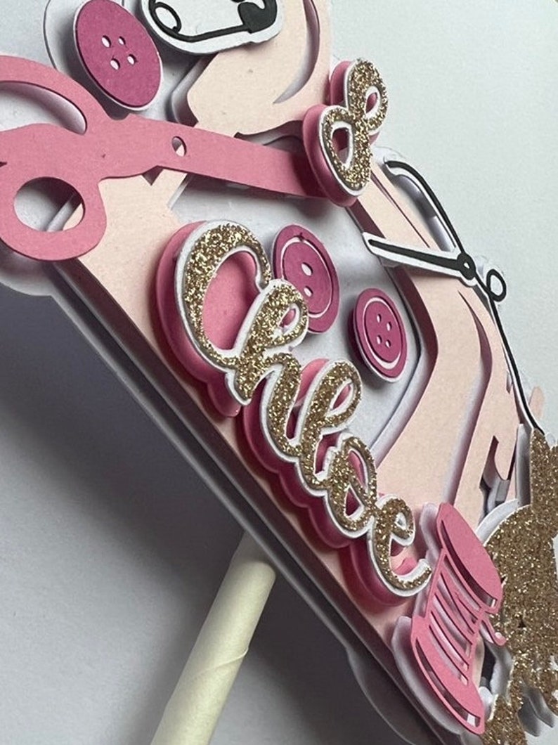 Sewing Theme Birthday Cake Topper - Personalised Birthday Party Decor ...