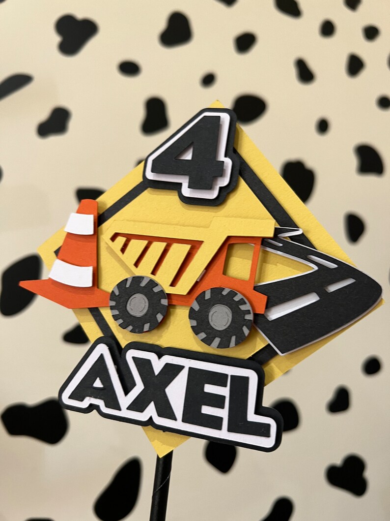 Digger Construction Theme Cake Topper Birthday Decorations - Etsy