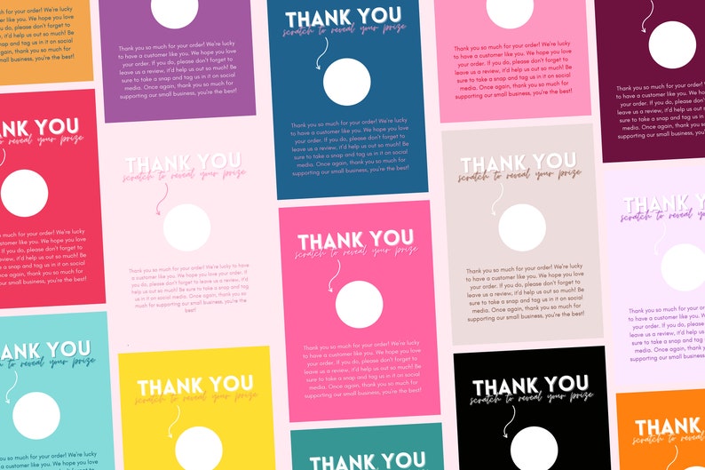 Business Thank You Scratchcards 21 Colours Customisable - Etsy